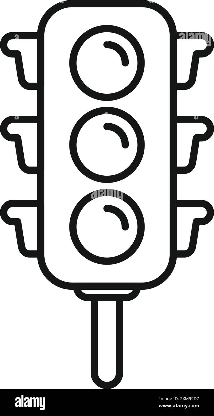 Simple traffic light icon is standing on a pole, giving a green light ...
