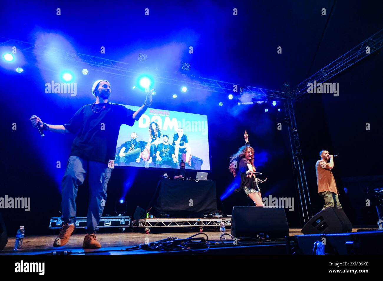 Malmesbury, UK. 26th July, 2024. Palestinian Hip Hop band, DAM ...
