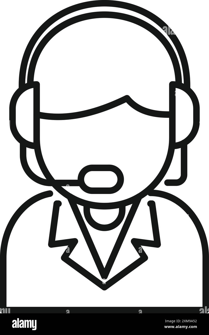 Customer service operator wearing headset and speaking into microphone ...