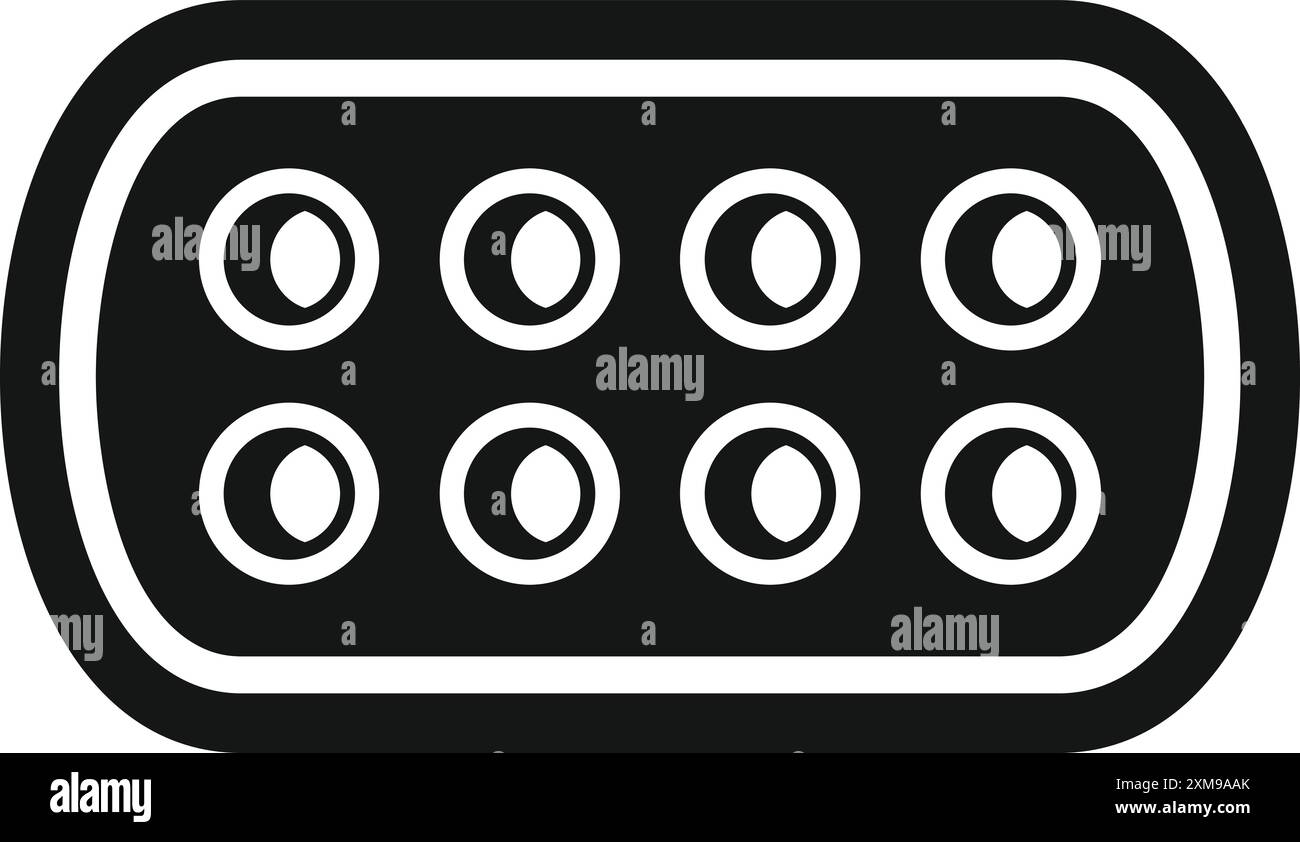 Black Icon Of A Serial Port Connector Enabling Data Transmission Between Computer Peripherals