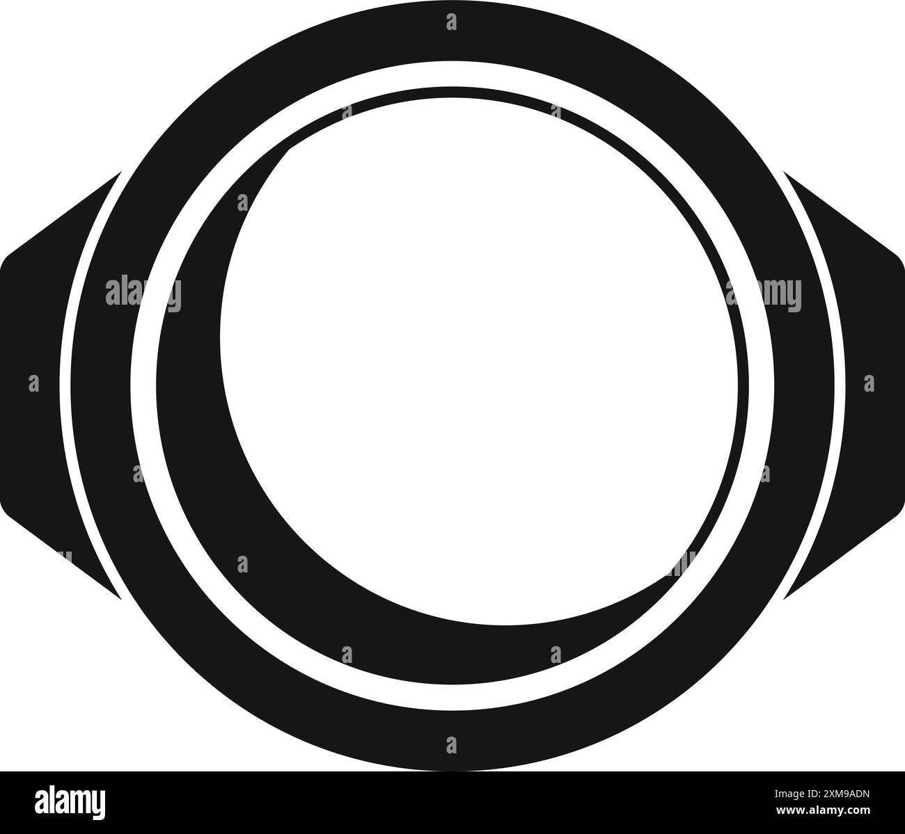 Black and white round window frame for the wall of futurist building ...