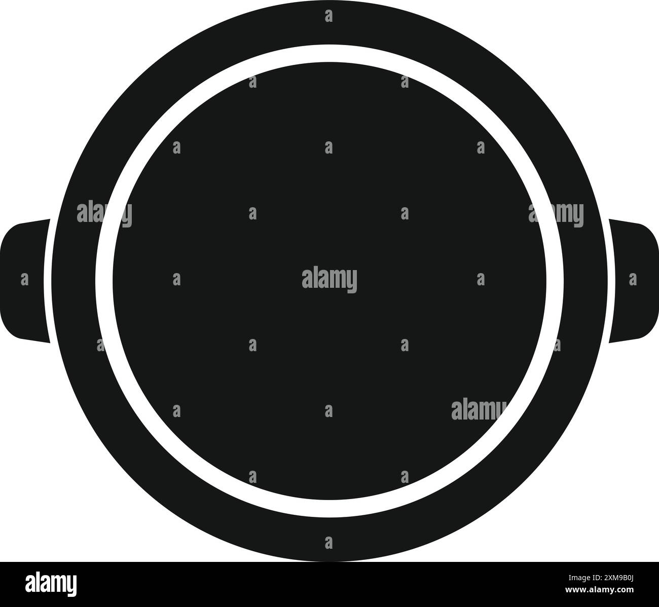 Black silhouette of a cooking pot seen from above, isolated on a white ...