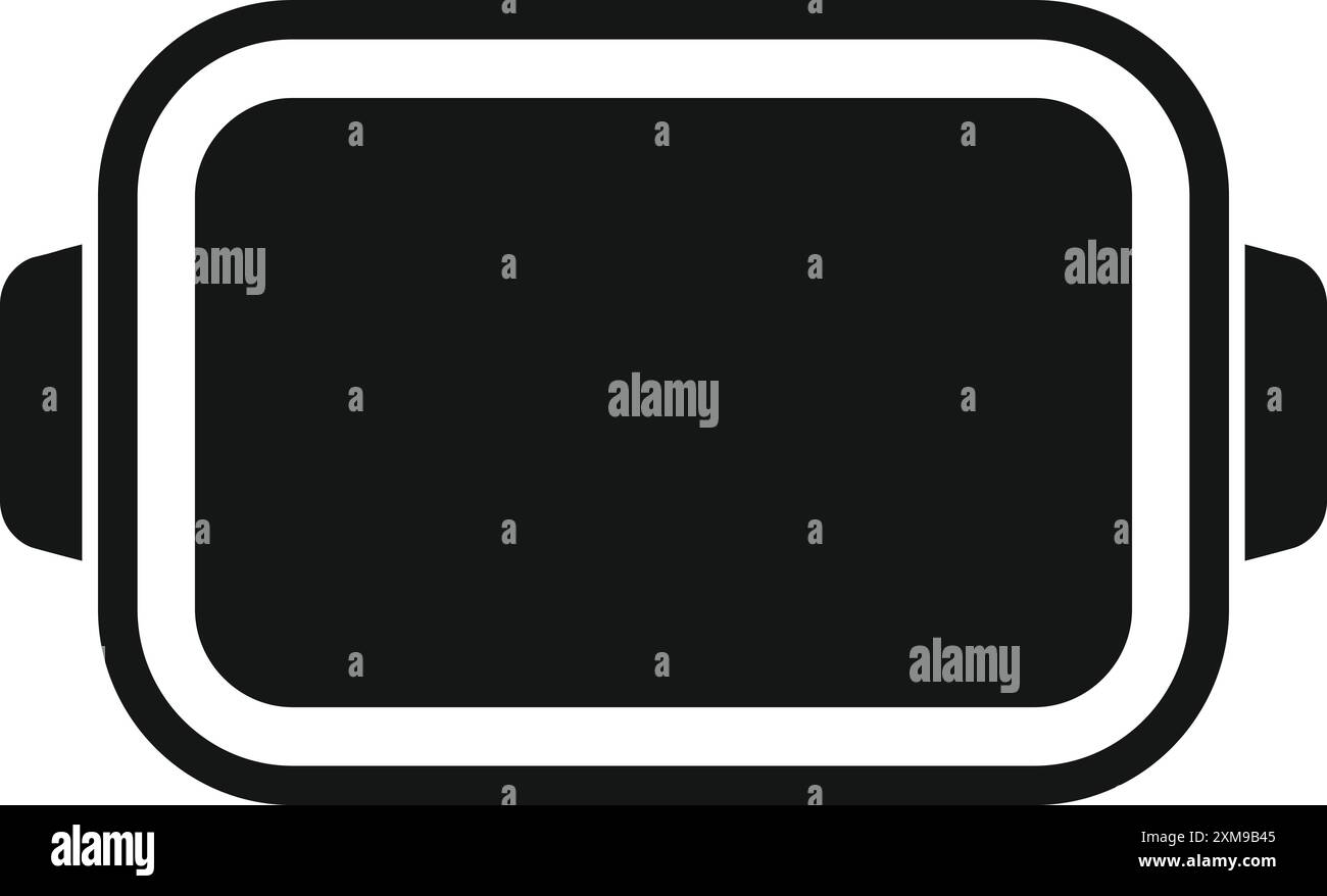 Simple black icon of an empty rectangular baking dish with handles, perfect for representing ...