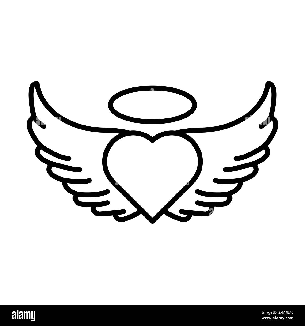 angel wing icon linear logo mark set collection in black and white for ...