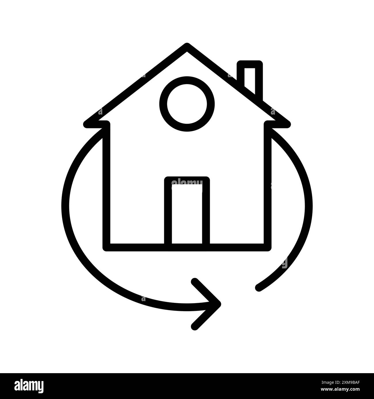 360 degree house icon linear logo mark set collection in black and ...