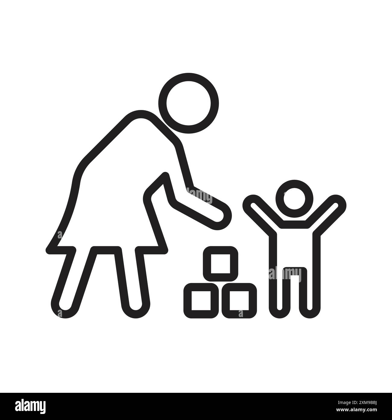 Babysitter icon linear logo mark set collection in black and white for web Stock Vector Image ...