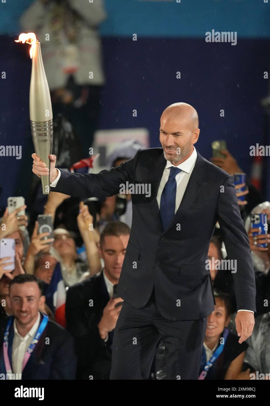 Paris, France. 26th July, 2024. French soccer legend Zinedine Zidane ...