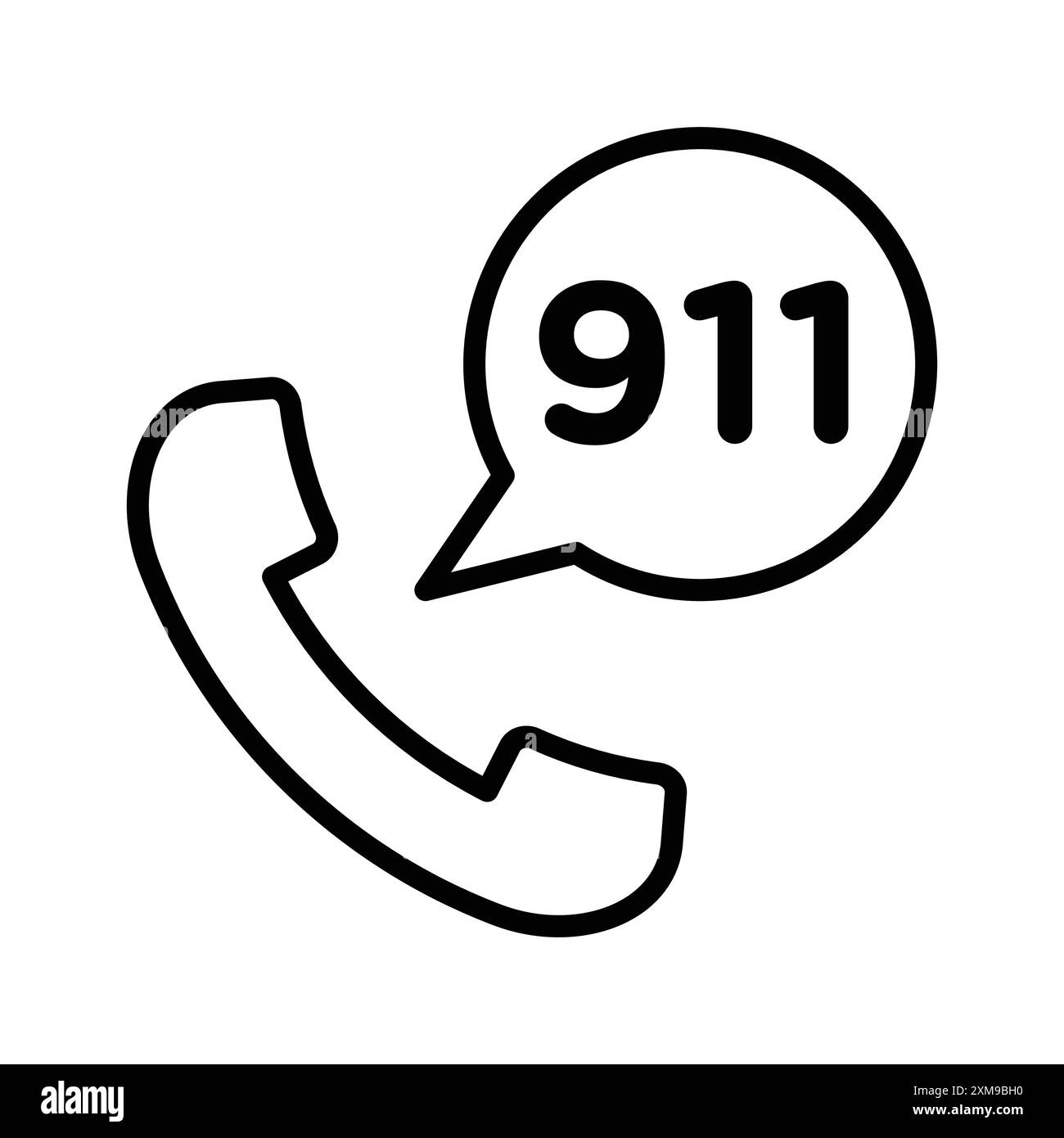 Call 911 phone number icon linear logo mark set collection in black and white for web Stock ...