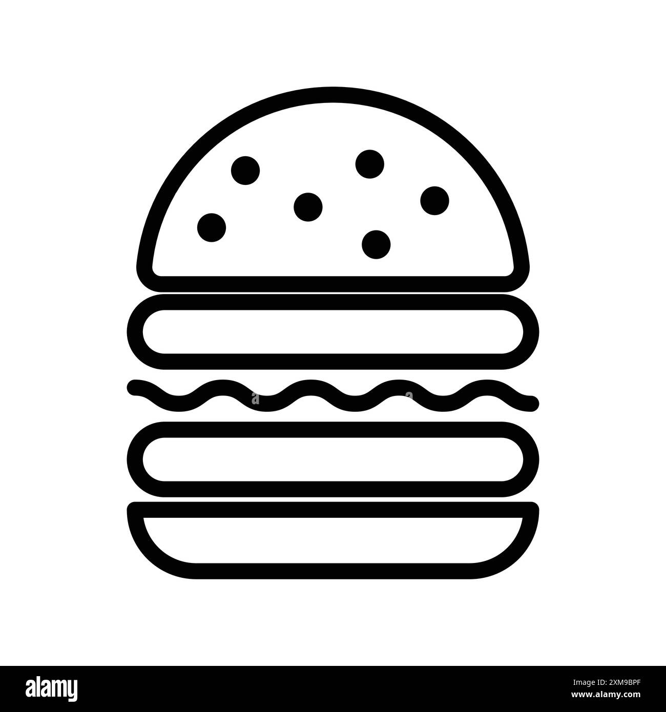 Burger icon linear logo mark set collection in black and white for web ...