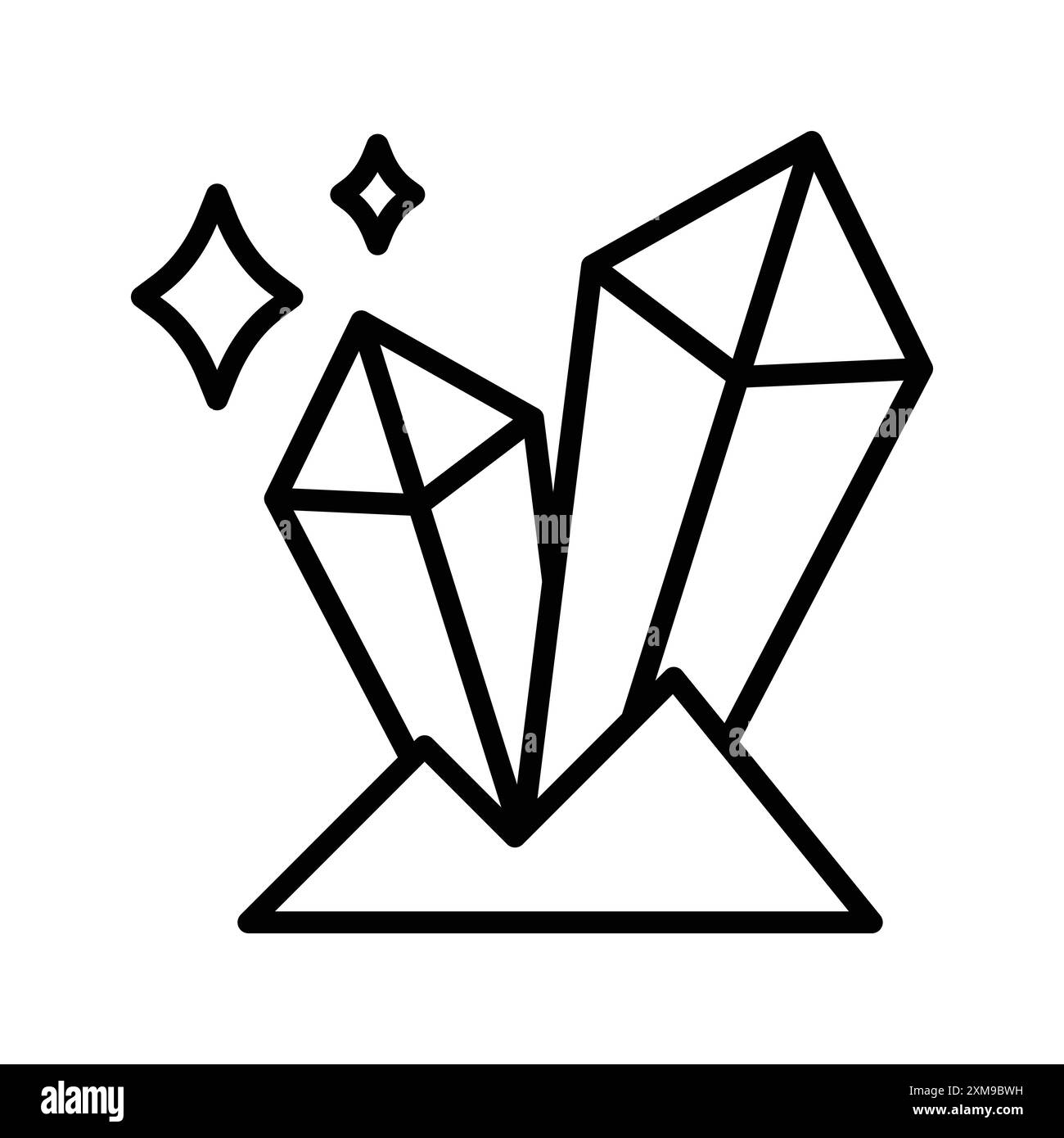 crystal prism icon linear logo mark set collection in black and white ...