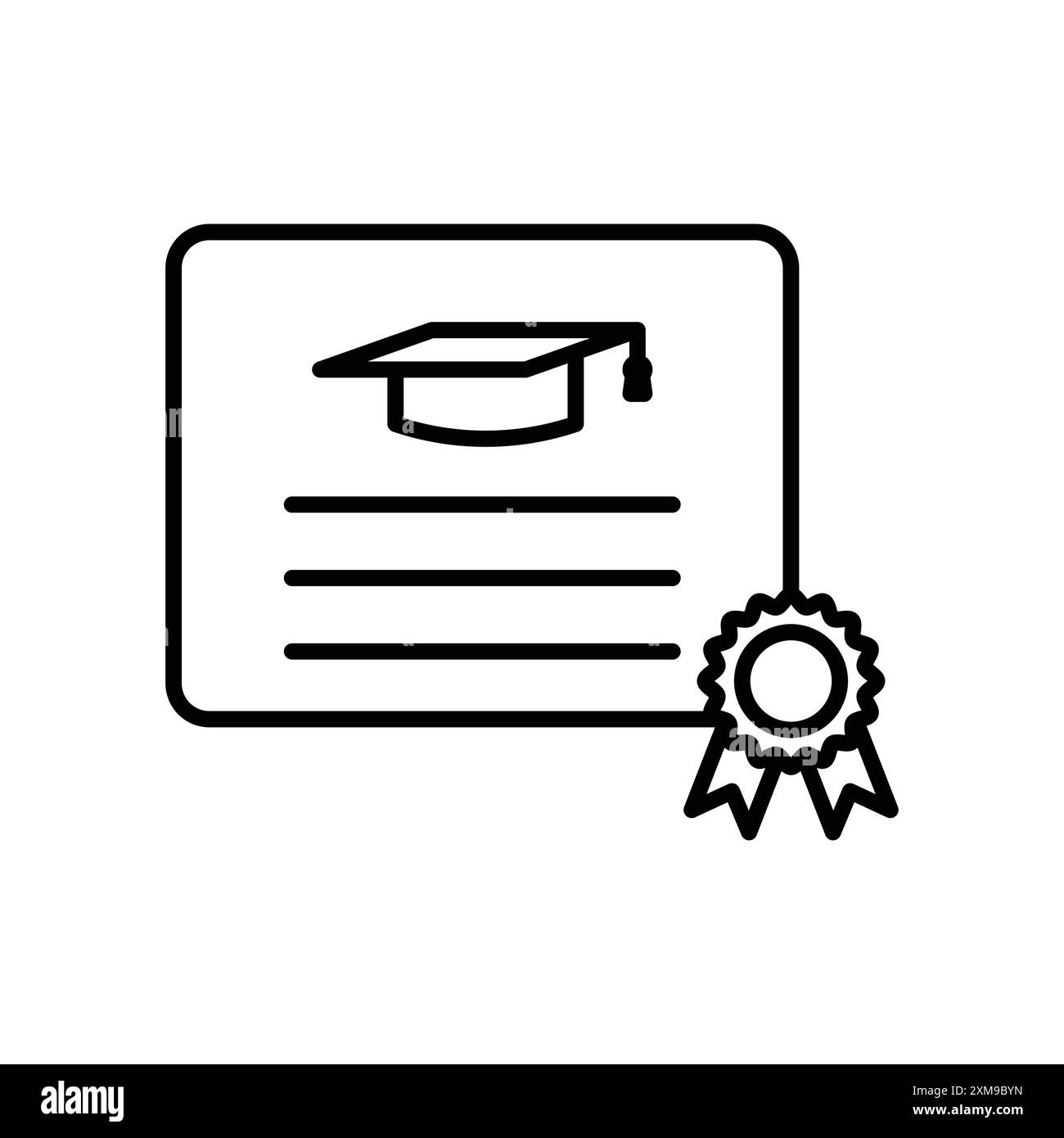 Certification diploma icon linear logo mark set collection in black and ...