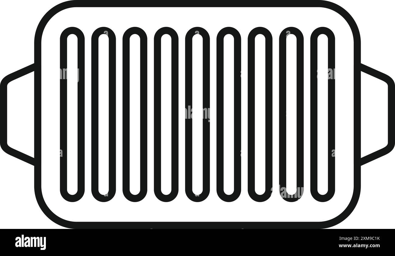 Simple black and white line drawing of a grill pan, perfect for ...
