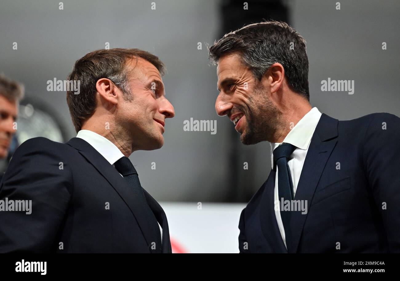 Emmanuel Macron, President of France with Tony Estanguet, President of ...