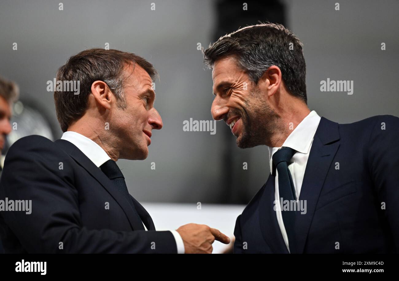 Emmanuel Macron, President of France with Tony Estanguet, President of ...