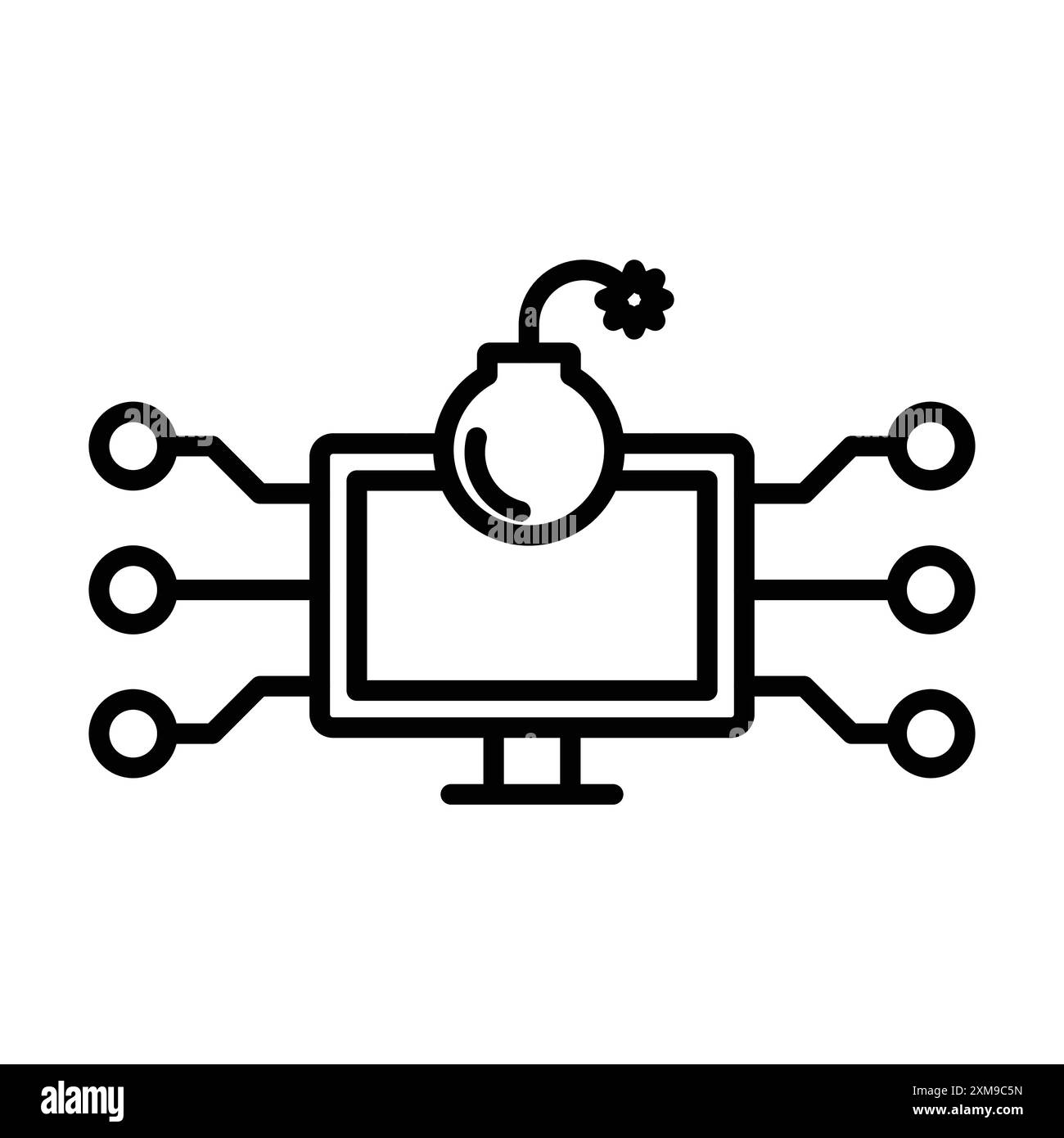 Cyber attack icon linear logo mark set collection in black and white ...