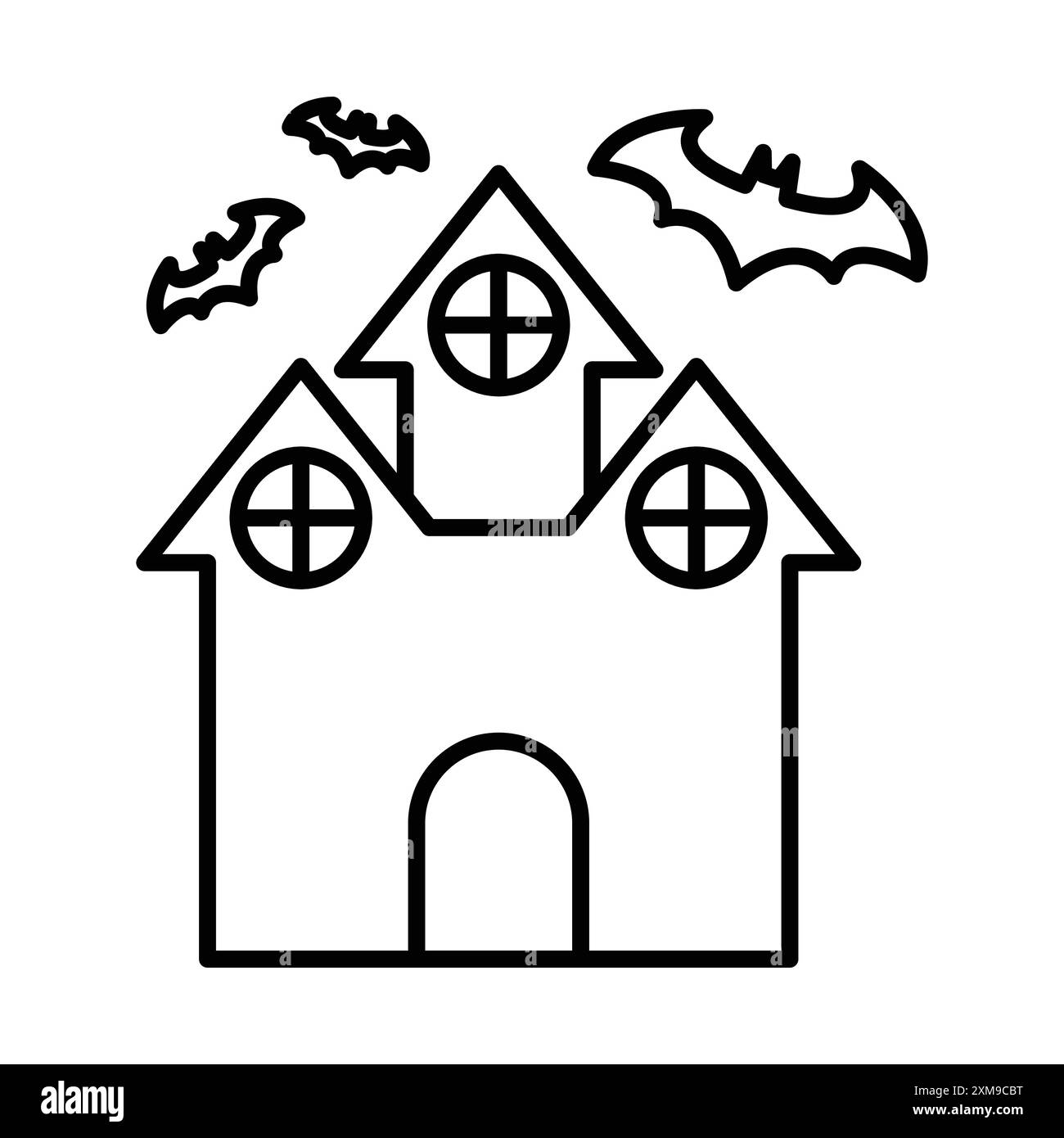 Haunted house icon linear logo mark set collection in black and white ...