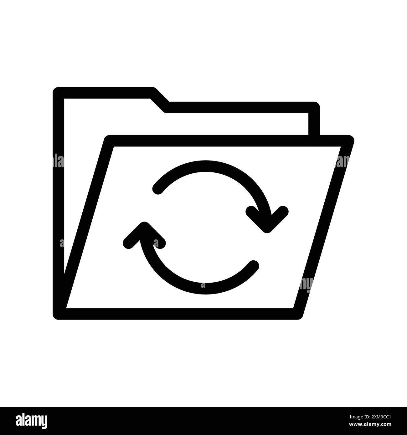Folder sync icon linear logo mark set collection in black and white for ...