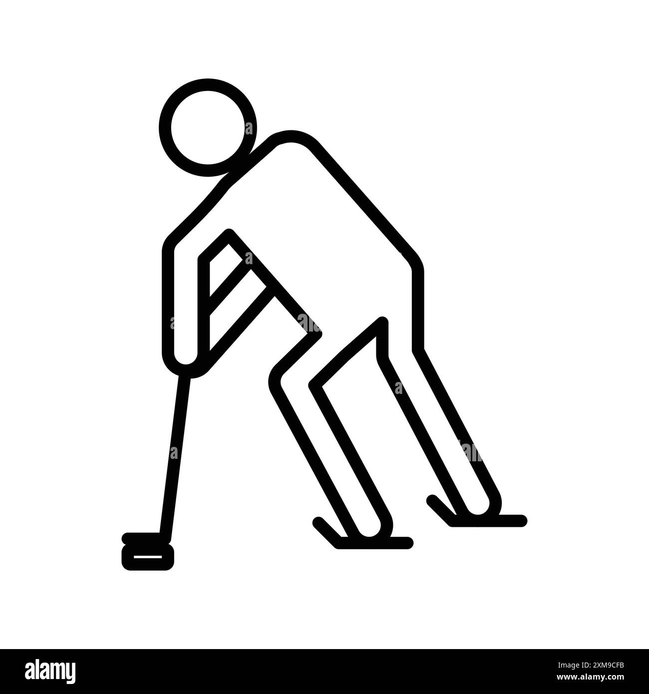 Hockey player icon linear logo mark set collection in black and white ...