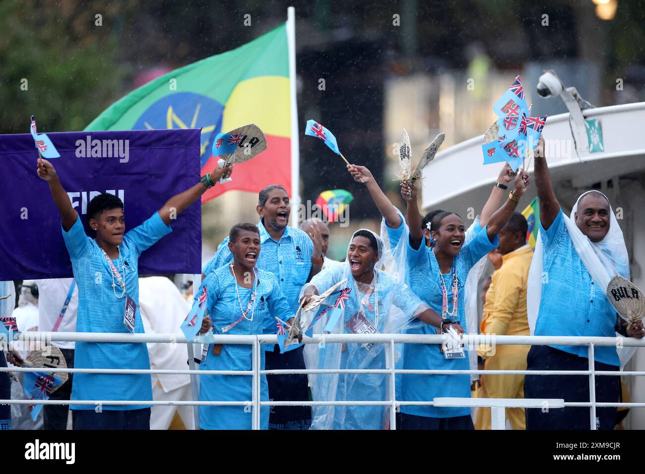 Team Fiji attends the opening ceremony for the 2024 Summer Olympics in ...