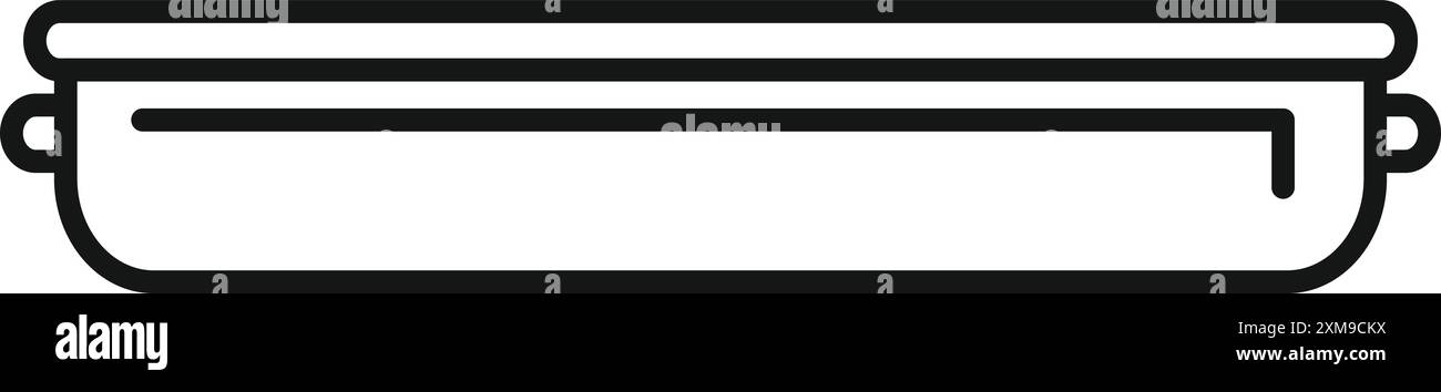 Black and white simple line drawing of an empty rectangular food ...