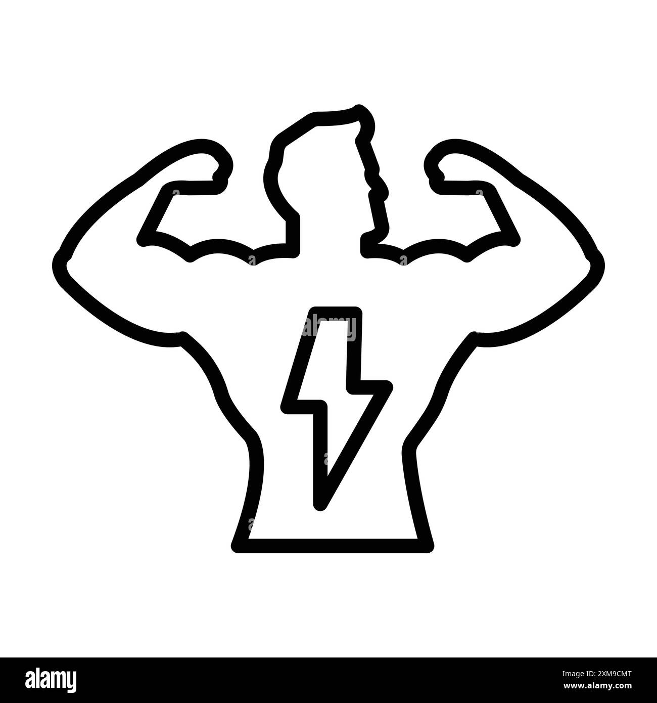 Man have strong muscles icon linear logo mark set collection in black ...