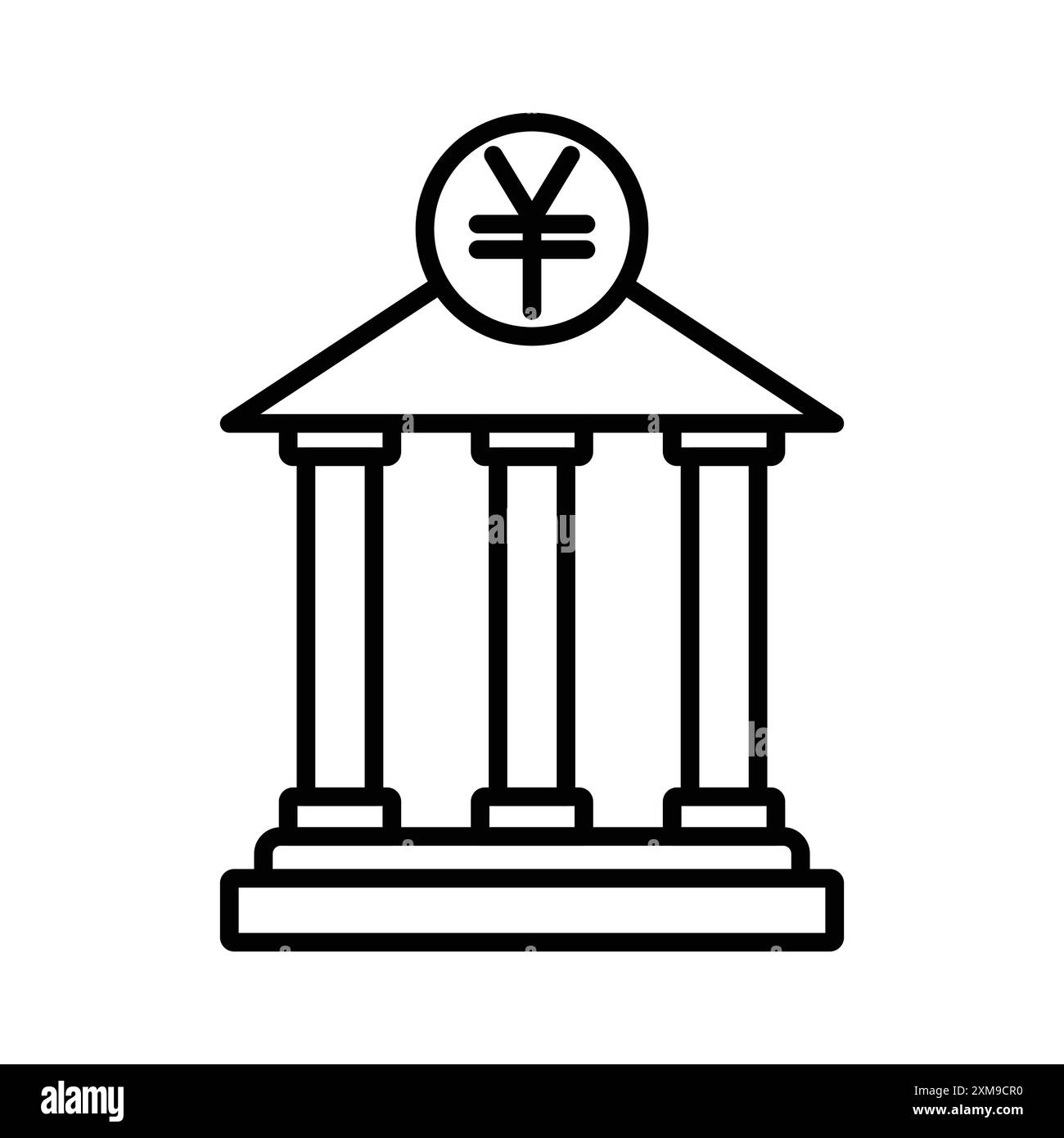 Japanese bank icon linear logo mark set collection in black and white ...