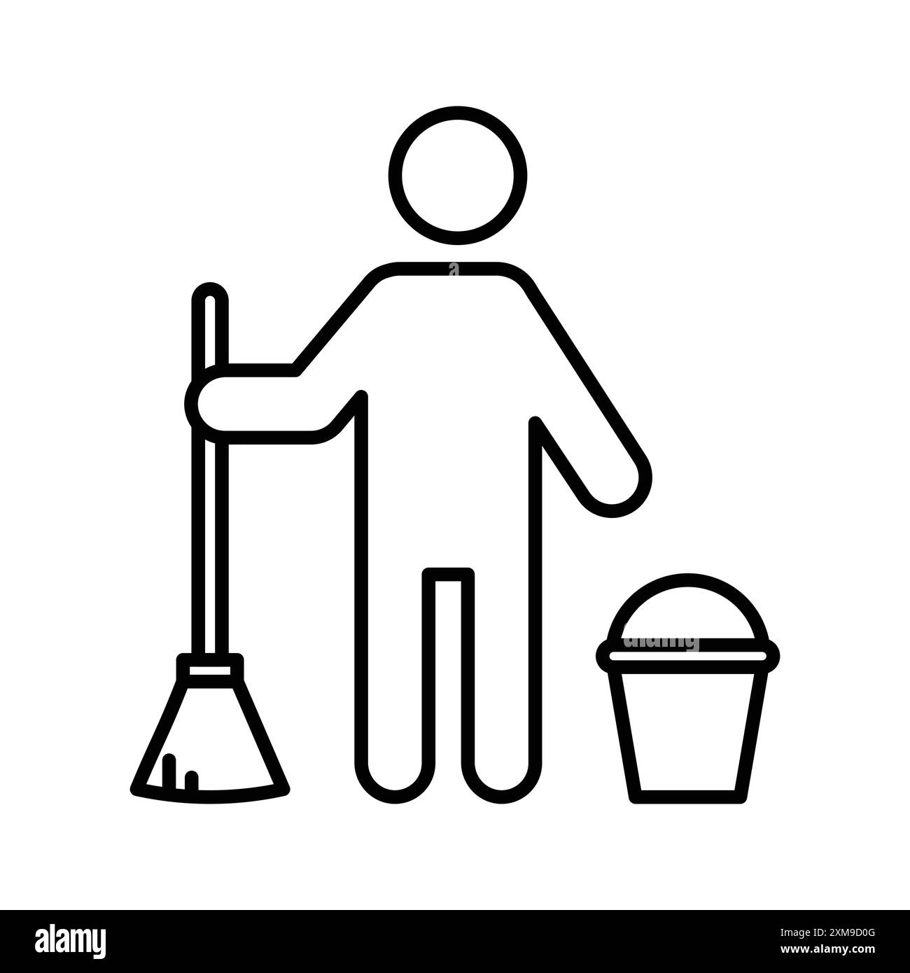 Janitor icon linear logo mark set collection in black and white for web ...