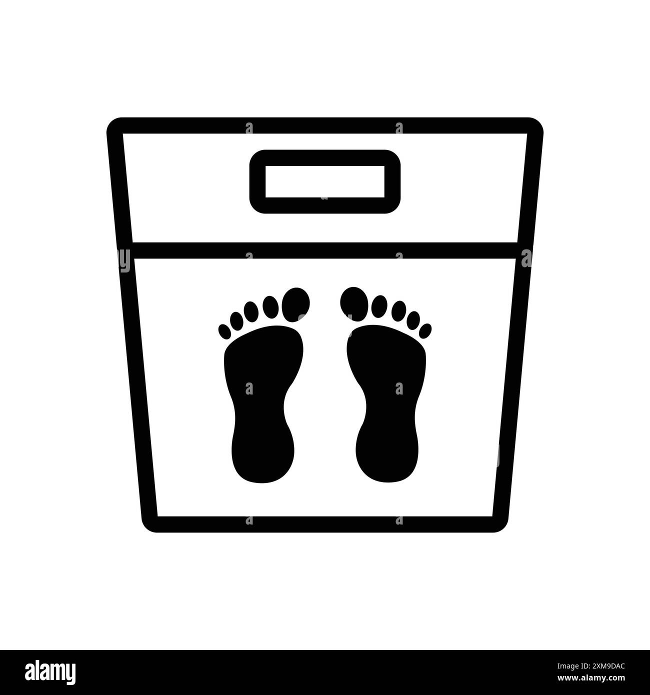 Footprint on weight scale icon linear logo mark set collection in black ...