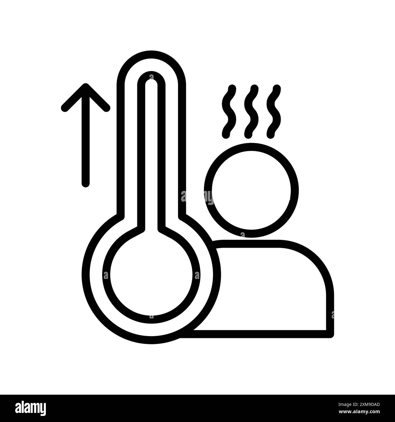 Fever, high temperature icon linear logo mark set collection in black ...