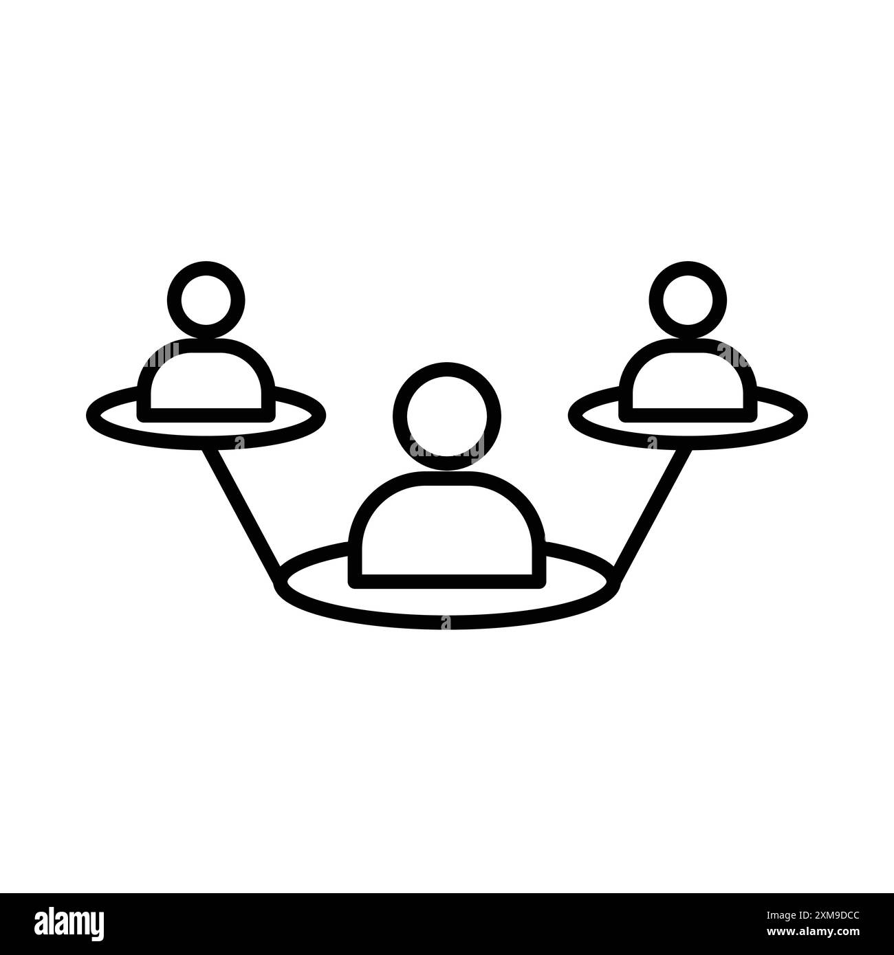 Modern teamwork icon linear logo mark set collection in black and white ...