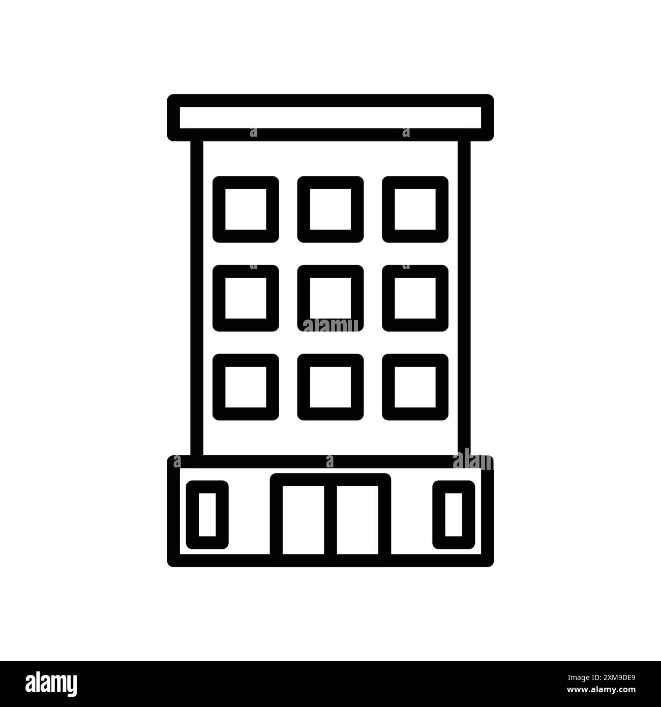 Office building icon linear logo mark set collection in black and white ...