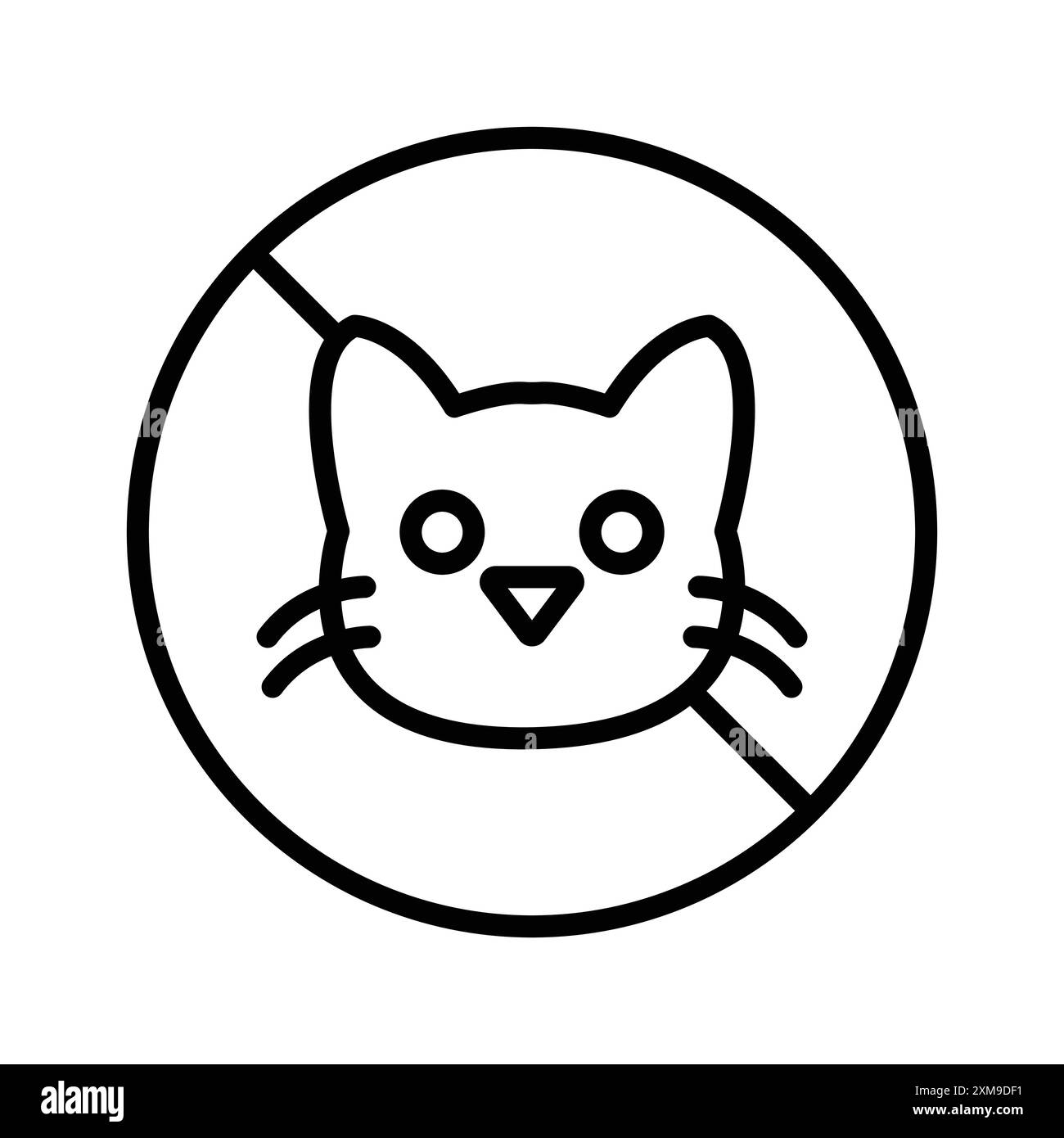 No cats allowed icon linear logo mark set collection in black and white ...