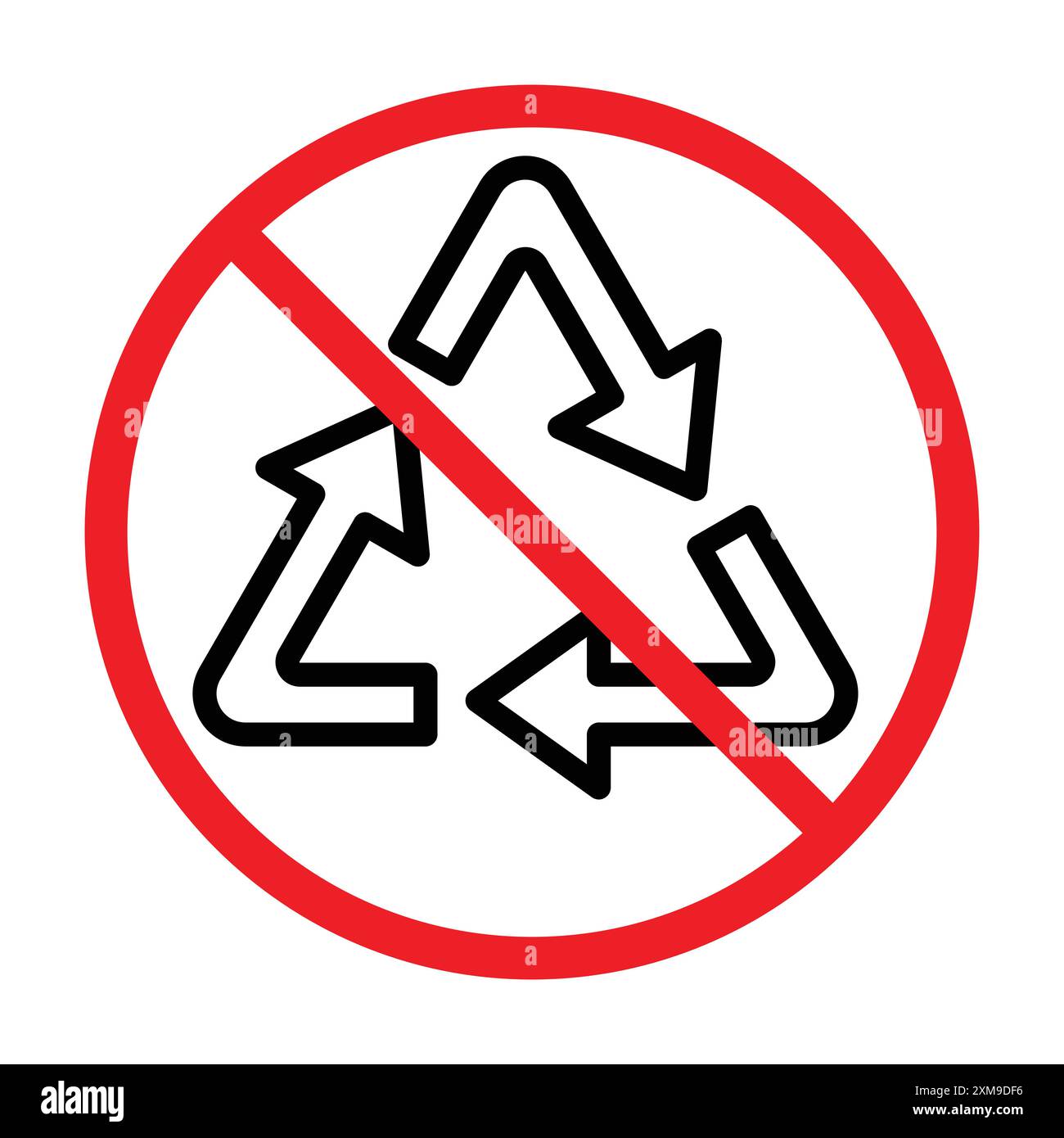 Non Recyclable icon linear logo mark set collection in black and white ...