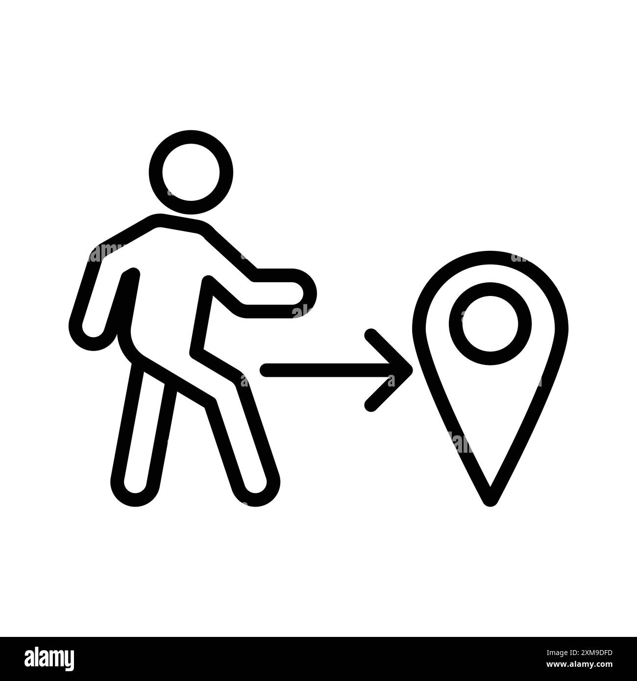 Man going to destination icon linear logo mark set collection in black and white for web Stock ...