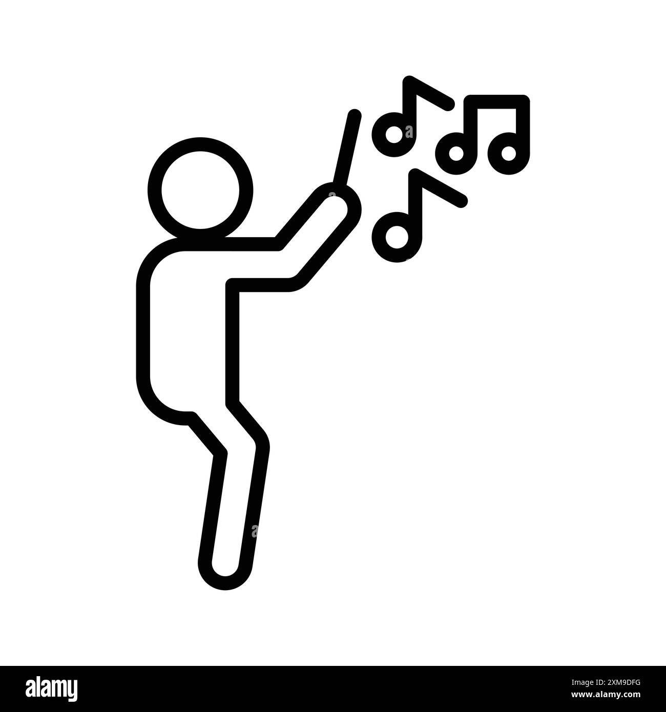 Music conductor icon linear logo mark set collection in black and white ...
