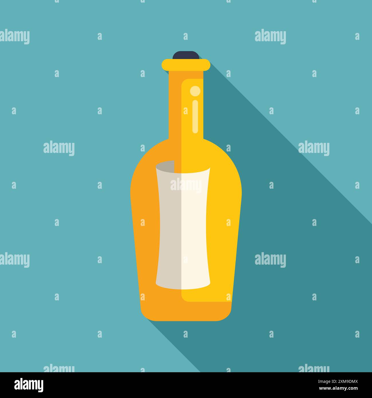 Yellow glass bottle containing a rolled up paper message Stock Vector ...