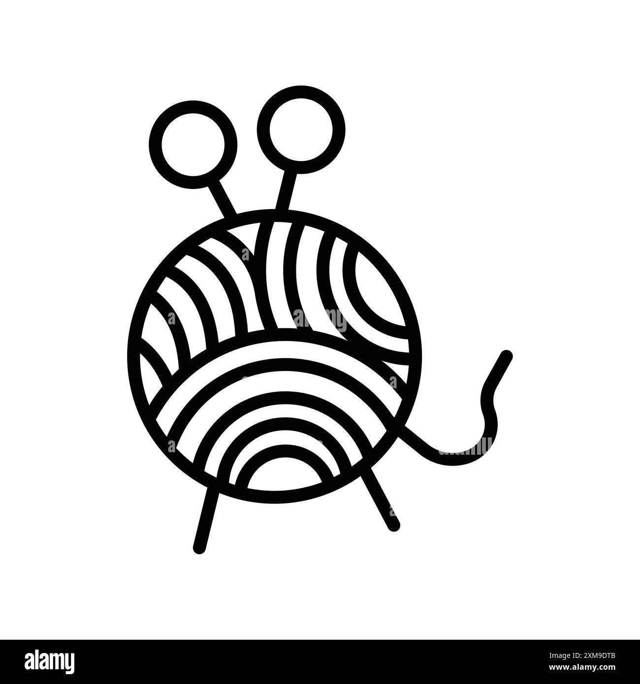 Knit yarn with needle icon linear logo mark set collection in black and ...