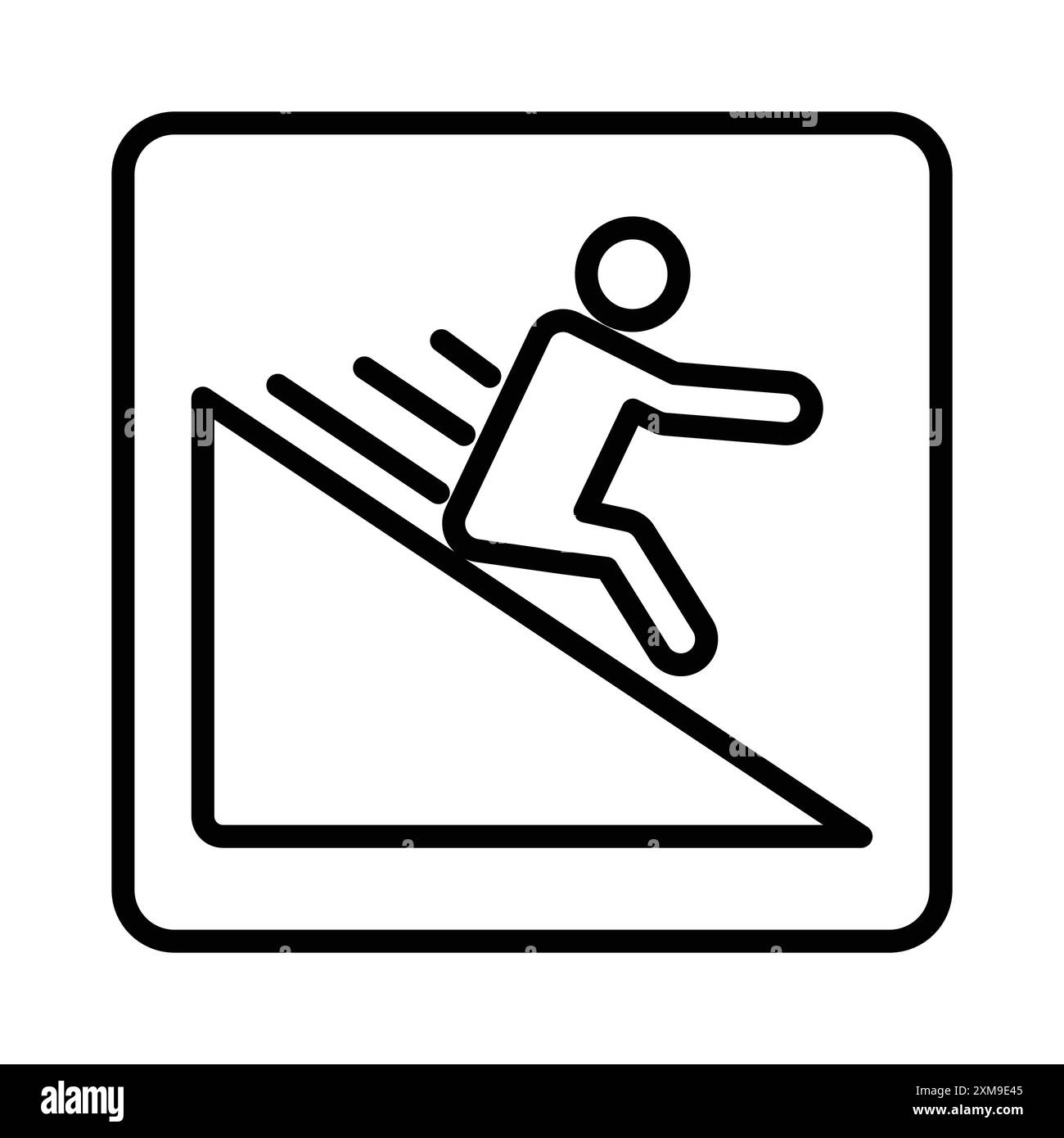 Man slide on slope icon linear logo mark set collection in black and white for web Stock Vector ...