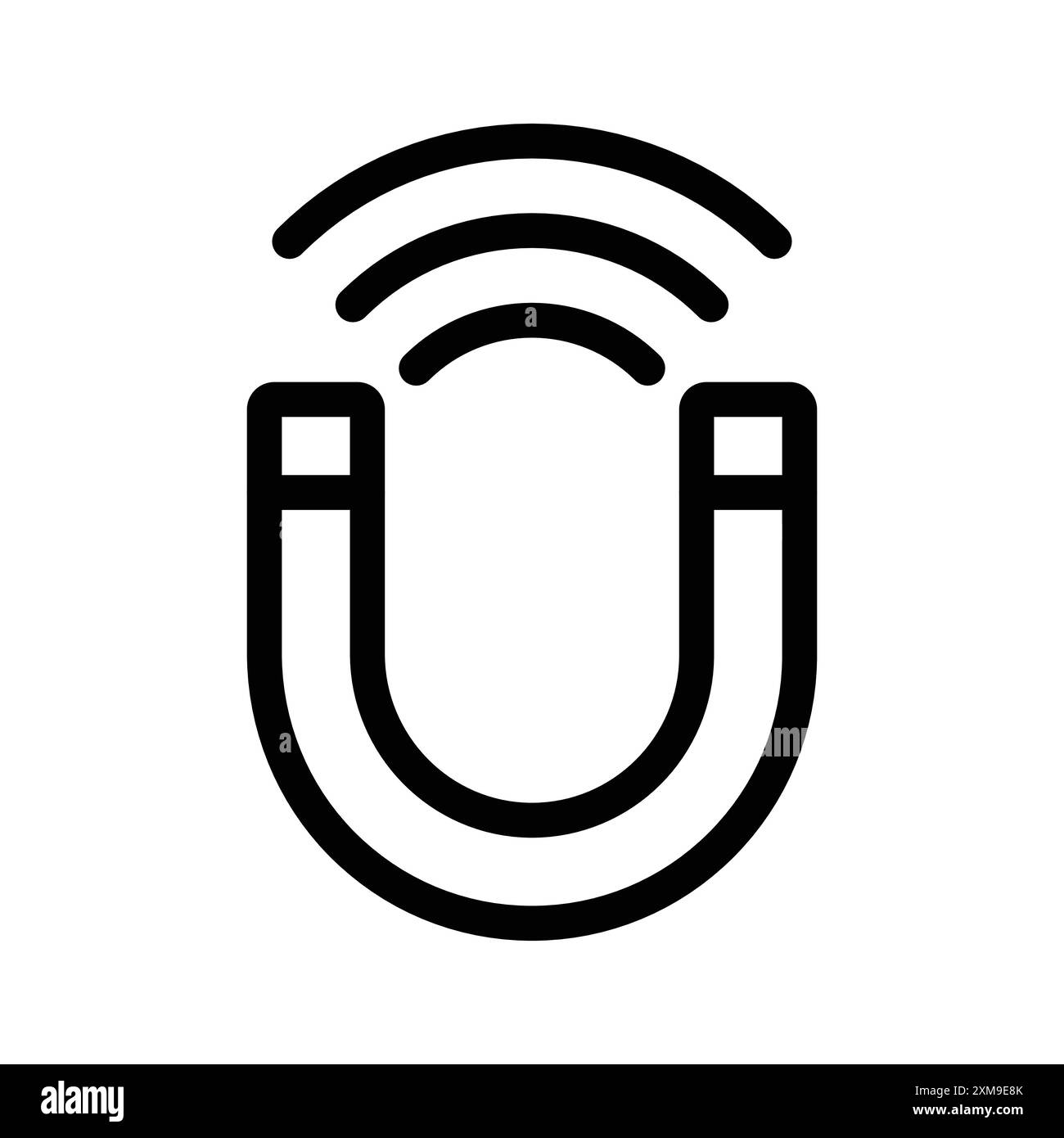 Magnet with power icon linear logo mark set collection in black and ...