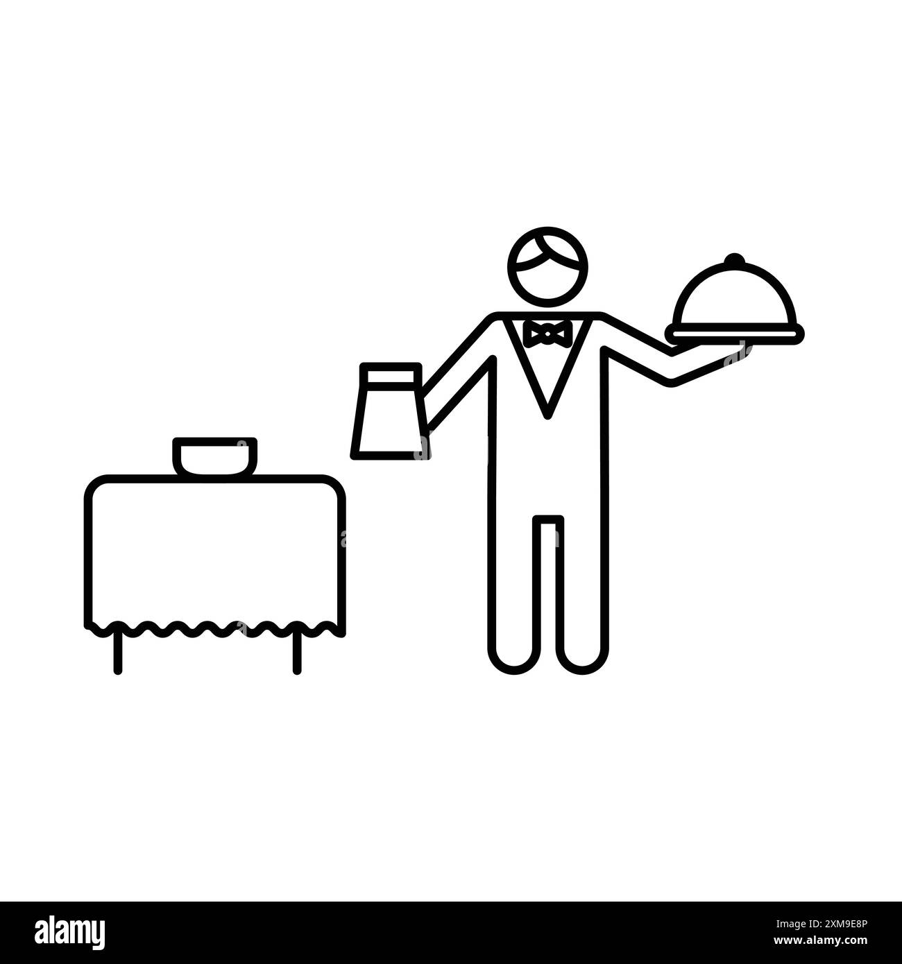 restaurant Waiter icon linear logo mark set collection in black and ...