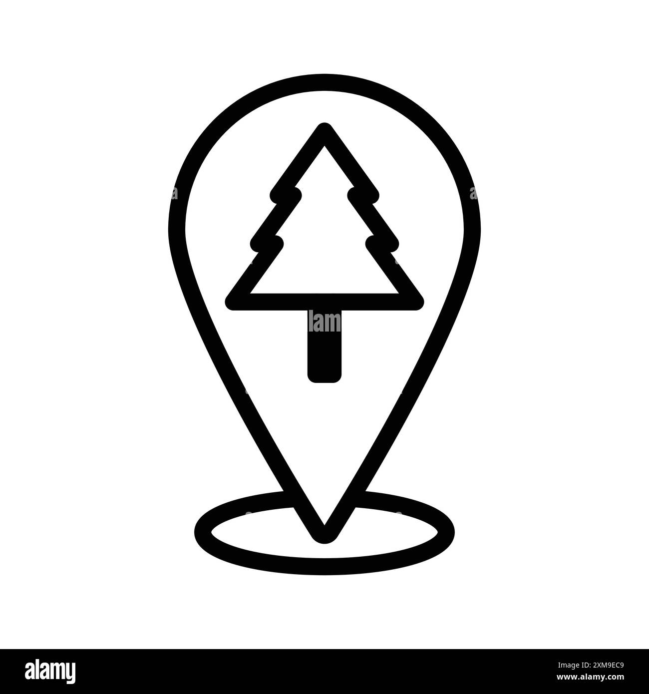 Park, forest location map icon linear logo mark set collection in black ...