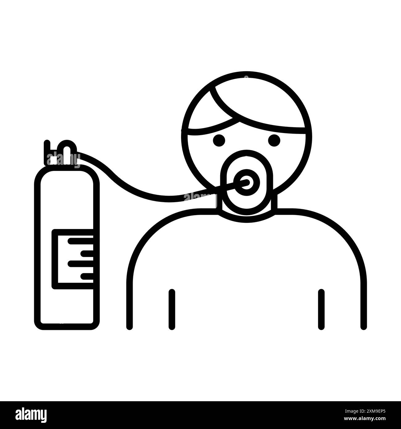 Person with oxygen mask icon linear logo mark set collection in black ...