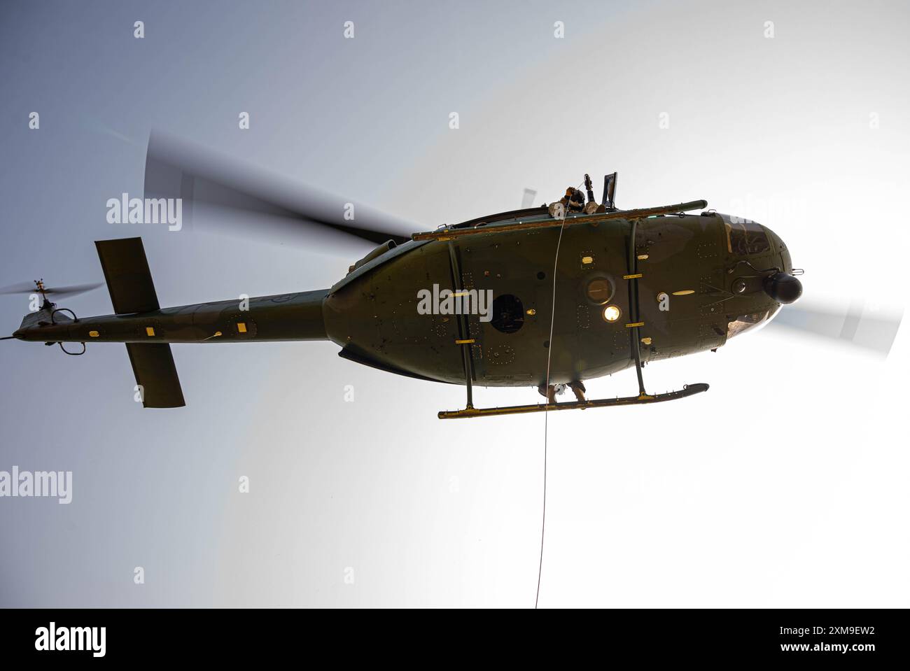 A UH-1 Iroquois assigned to the 54th Helicopter Squadron lowers a ...