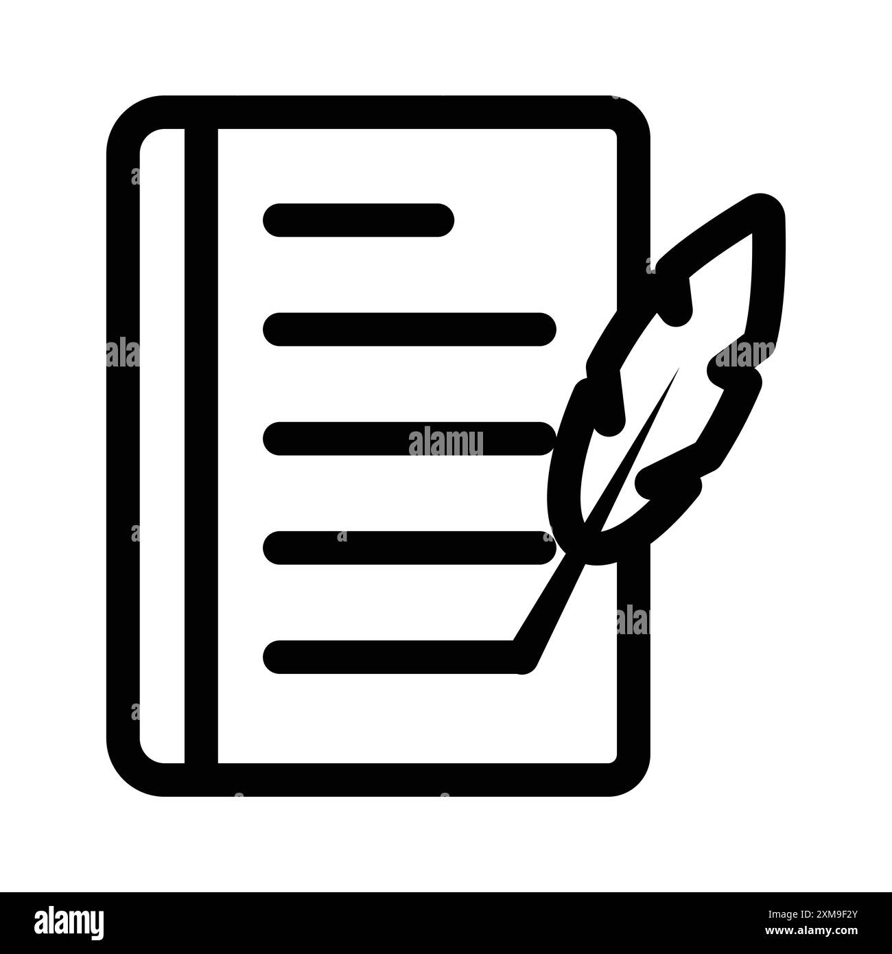 Quill pen and notebook page icon linear logo mark set collection in ...