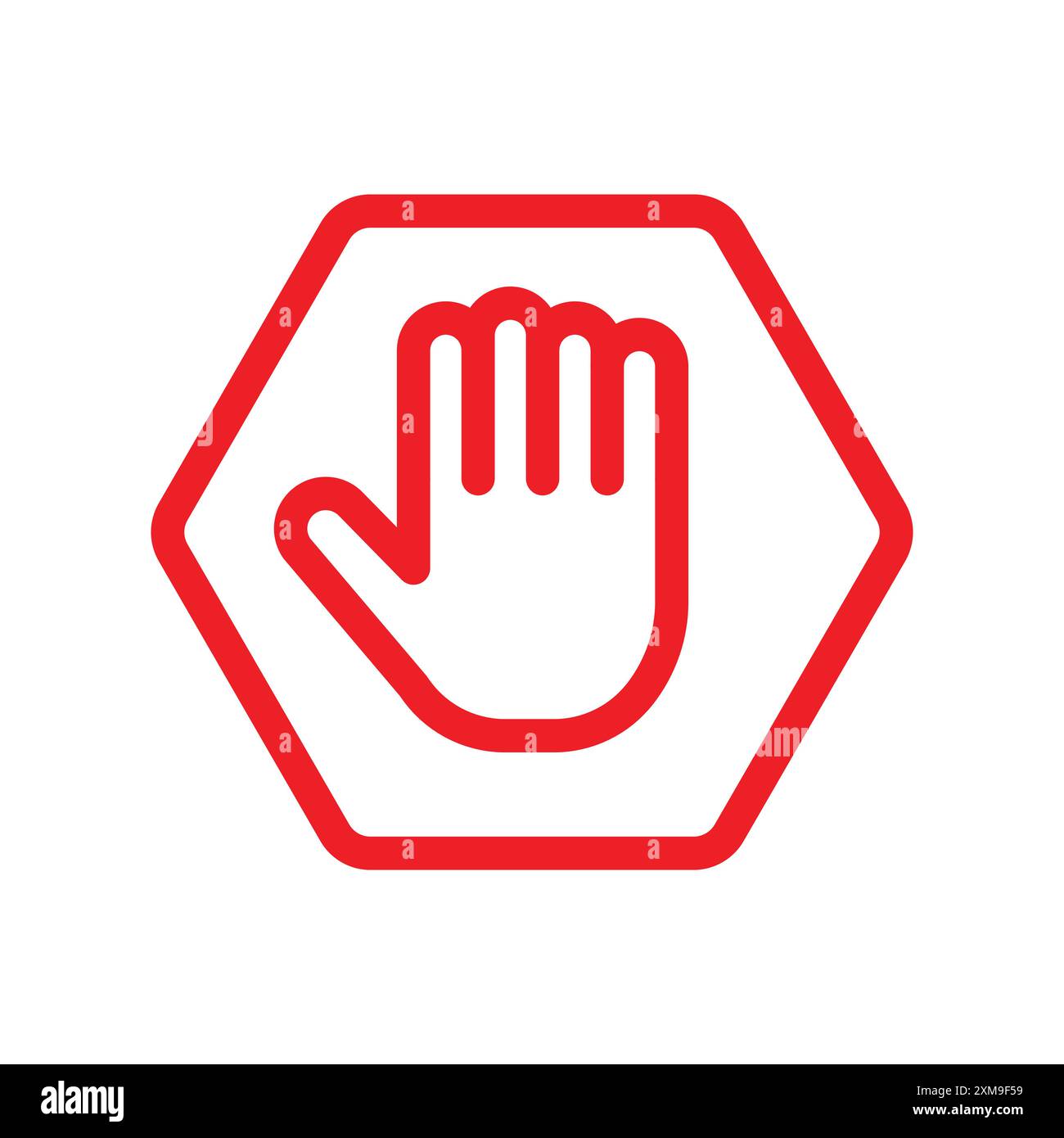 Stop sign with hand icon linear logo mark set collection in black and ...