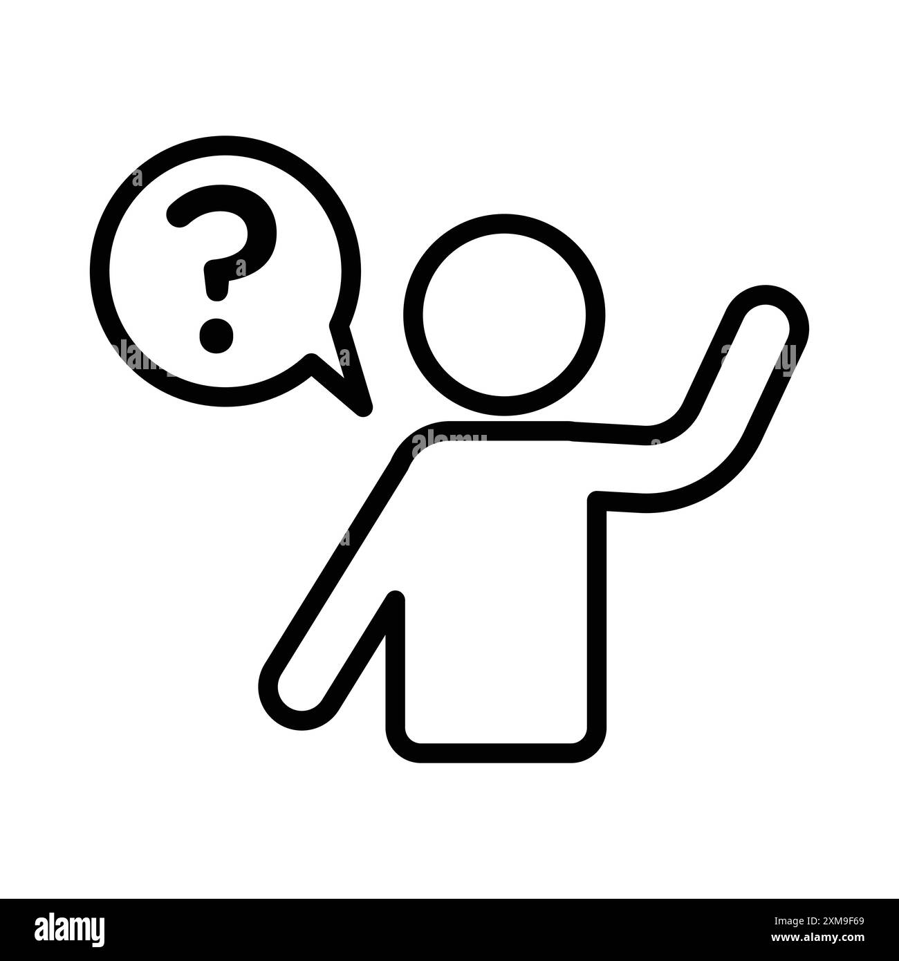Person asking question icon linear logo mark set collection in black ...