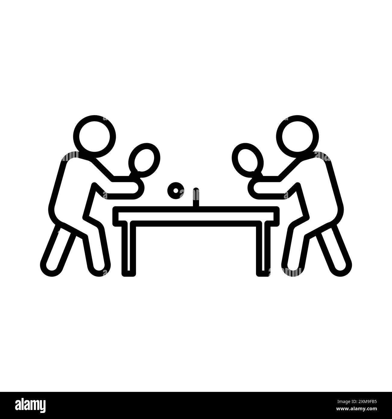 Ping-pong, table tennis icon linear logo mark set collection in black ...