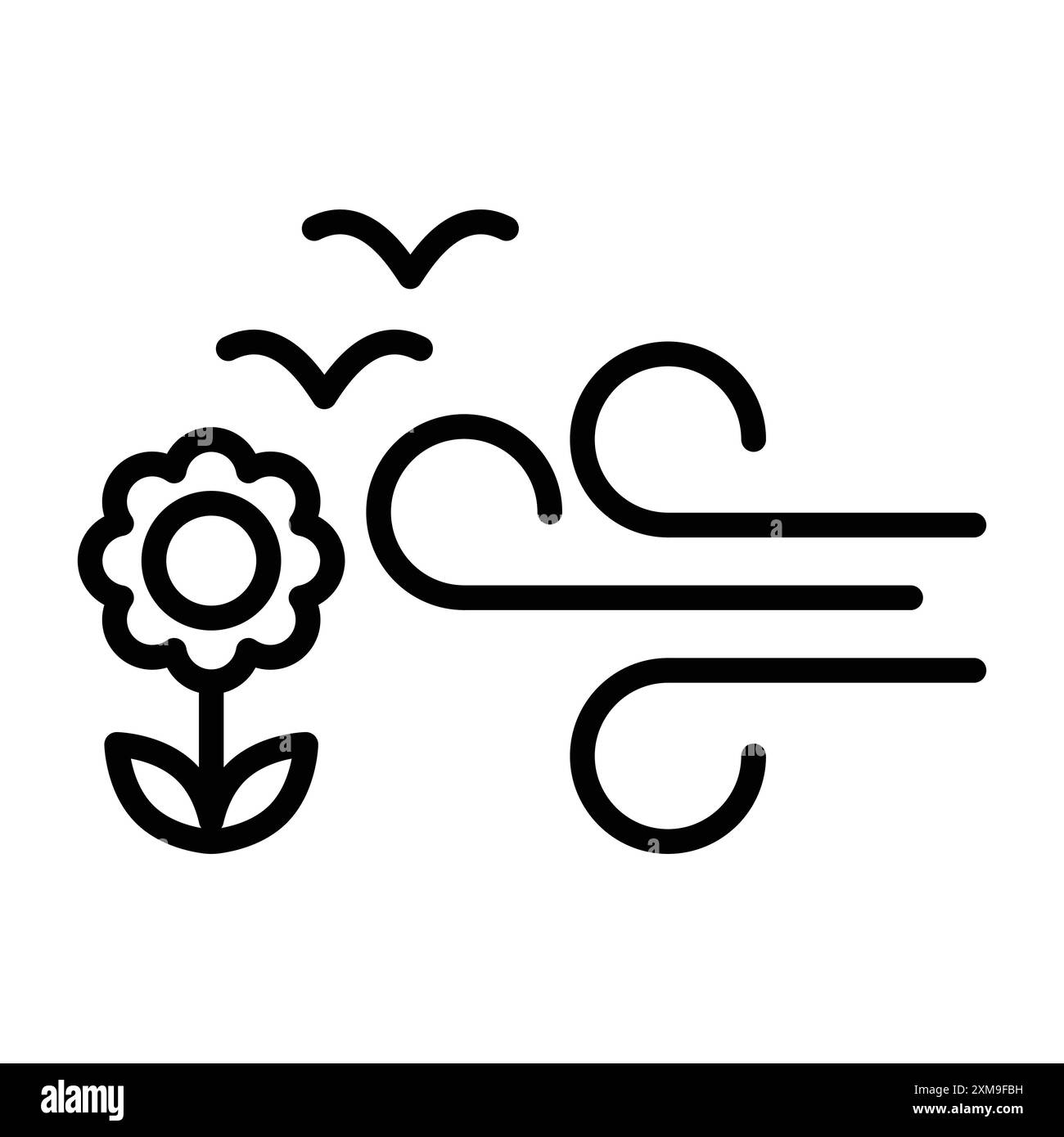 Spring season icon linear logo mark set collection in black and white ...