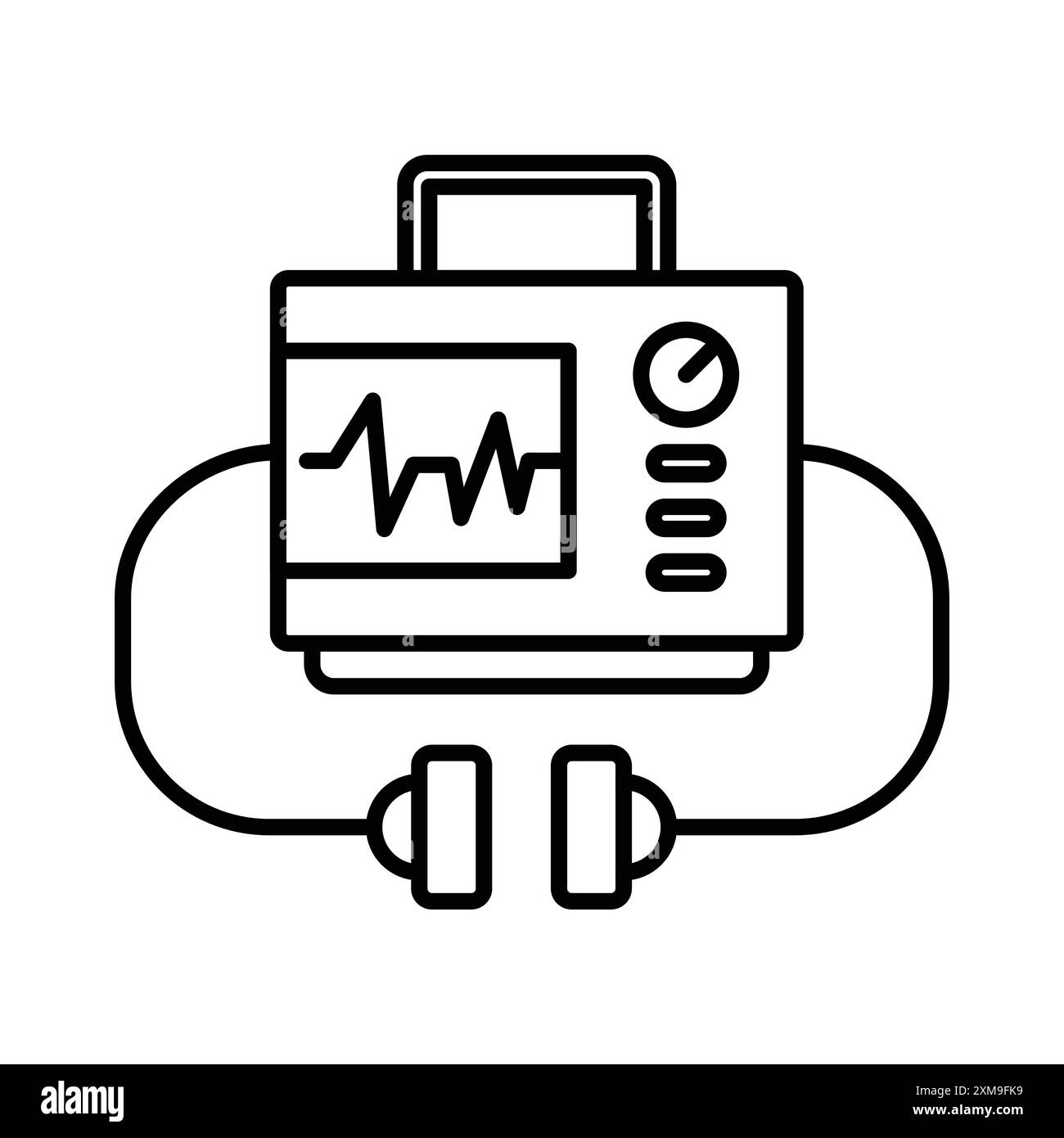 Rescue defibrillator icon linear logo mark set collection in black and ...