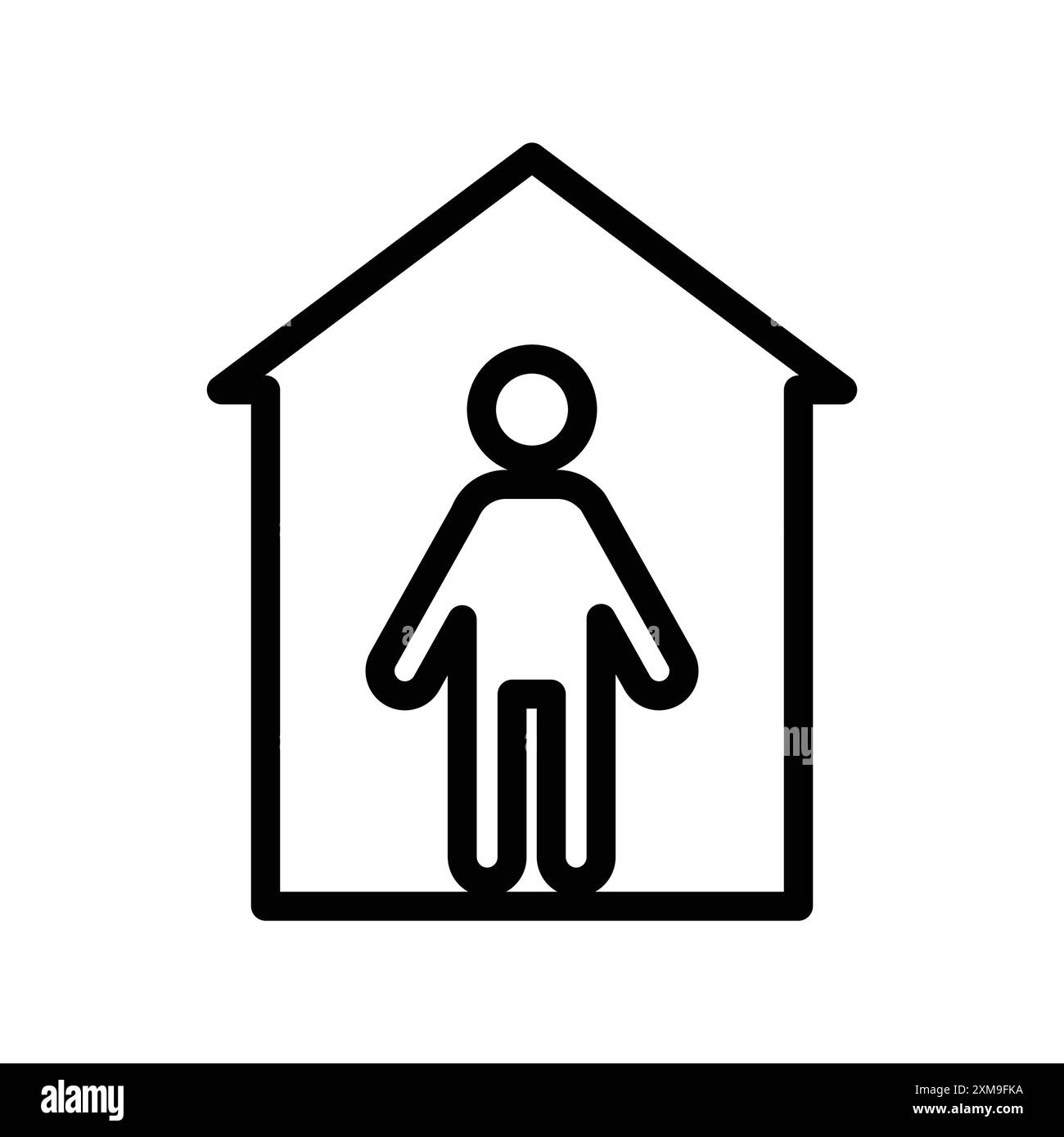 Stay home icon linear logo mark set collection in black and white for ...